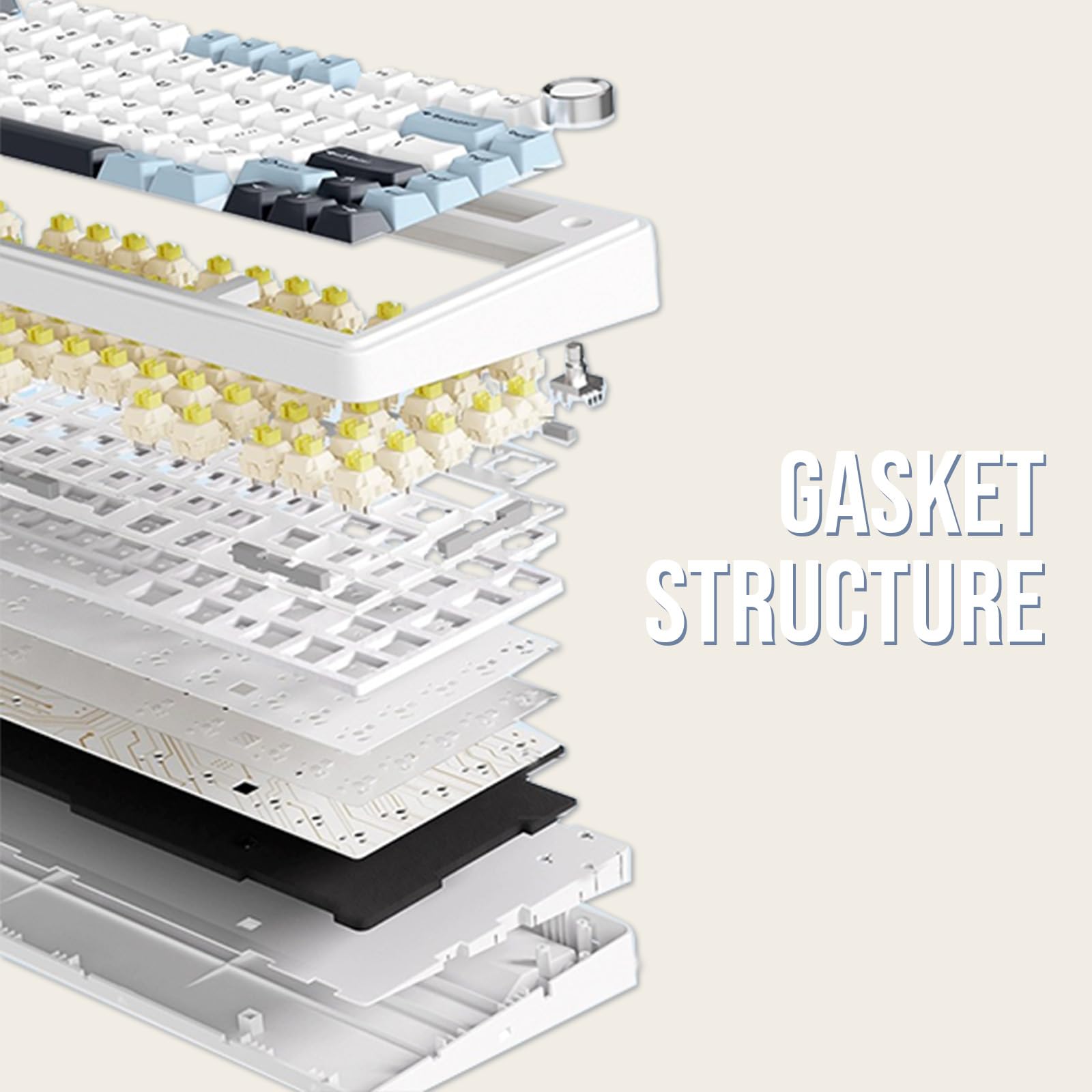 Tastatură mecanică AULA F75, wireless 75%, RGB, suport hot-swap ...