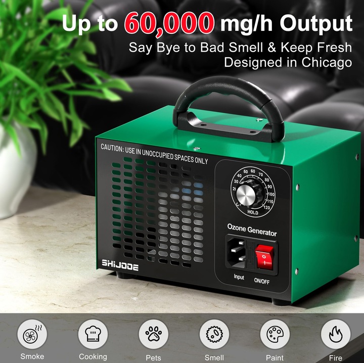 Generator de ozon，Purificator De Aer，SHIJOOE®，debit de ozon 60.000 mg/h，timer 120min，Suprafata ...