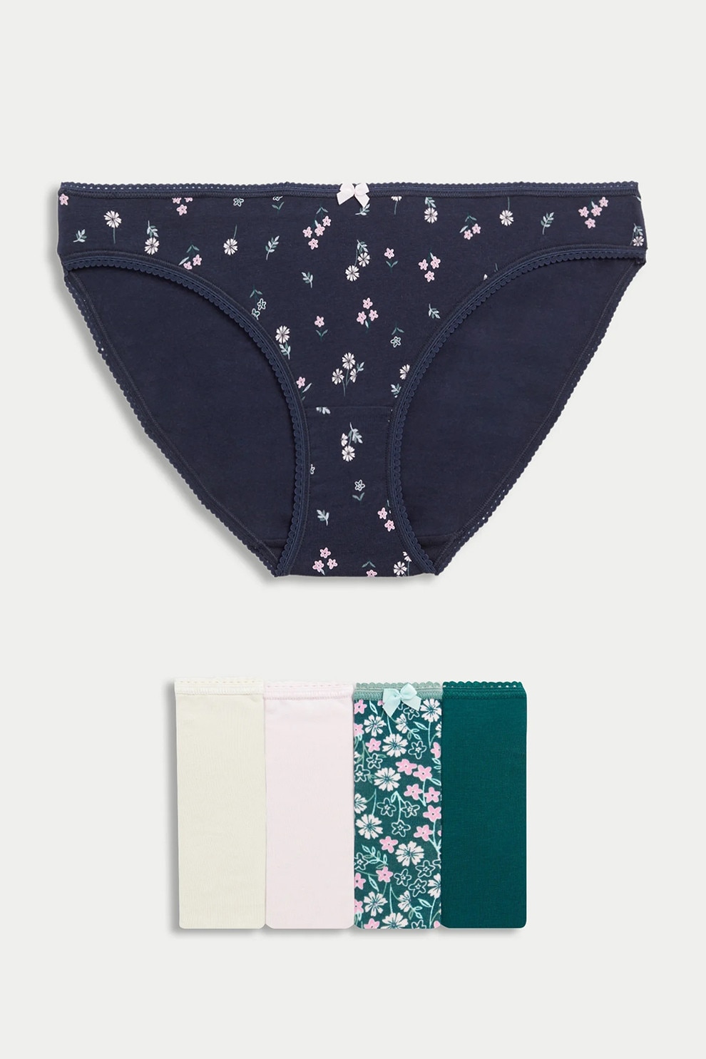 Marks & Spencer, Set de chiloti cu imprimeu si model uni - 5 perechi ...