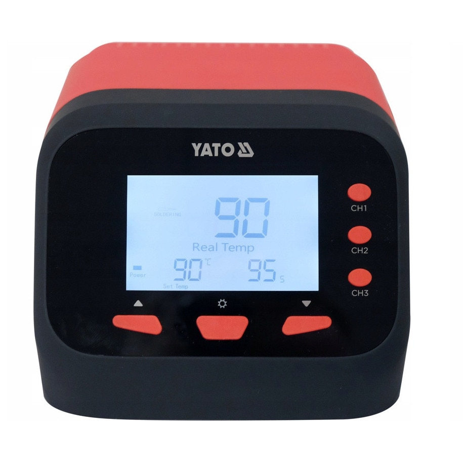 Statie de lipit YATO 75W, T12, LCD, functie auto sleep, set cu 4 groti ...