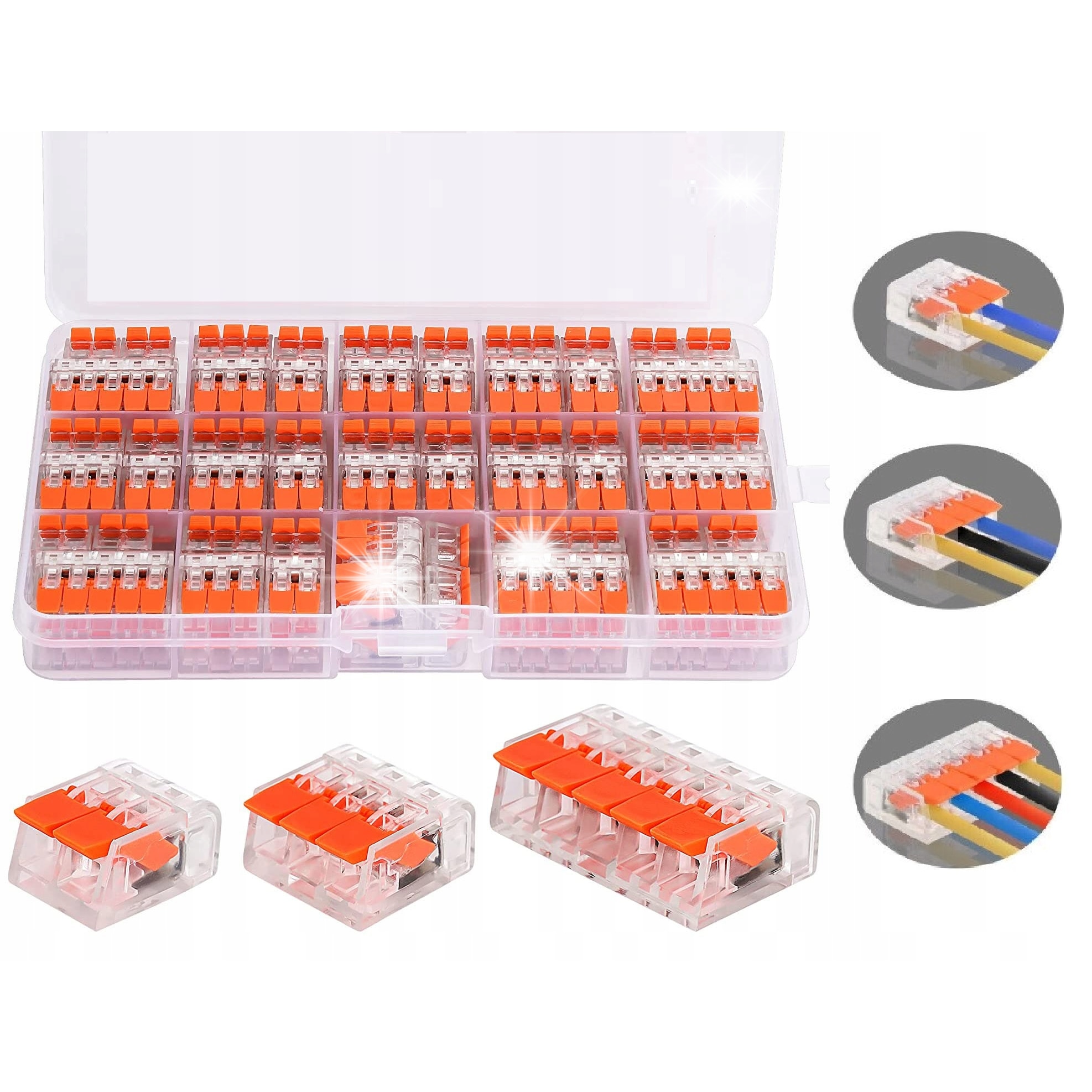 Set conectori electrici, 55 buc, 2P, 3P, 5P, pentru cabluri 0.14-4 mm ...