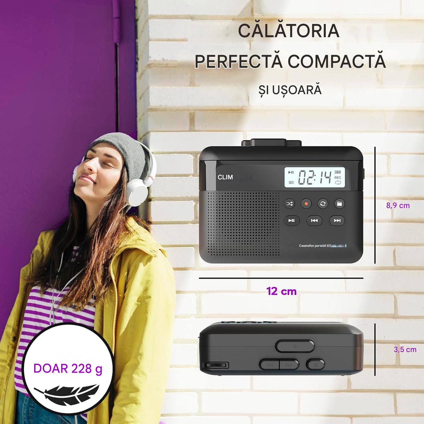 Player de casete portabil, walkman cu slot card SD, digitalizare caseta ...