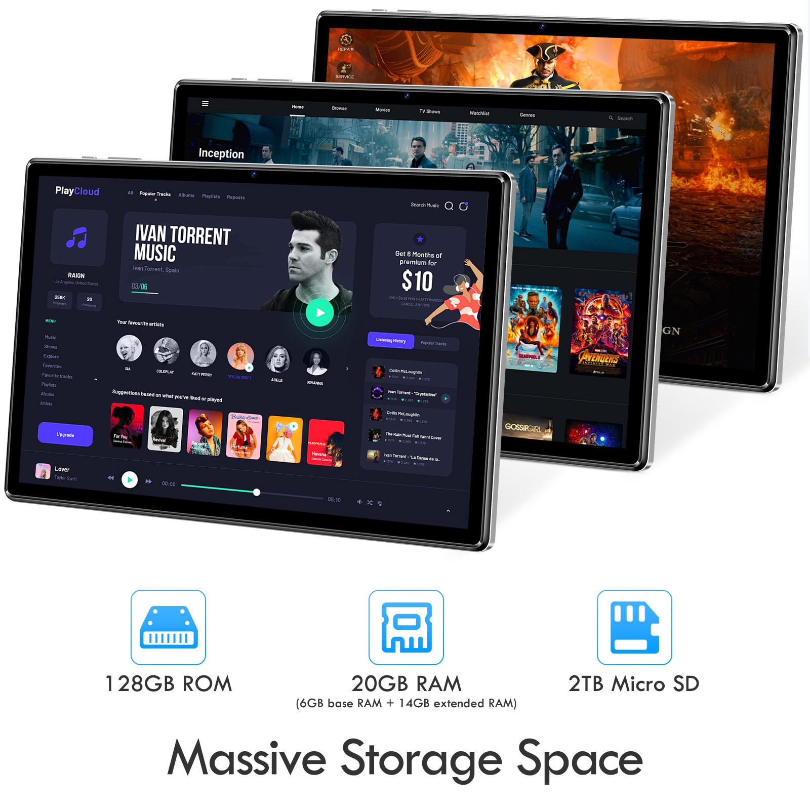 Таблет с Android 15, SIMPLORI с тъчскрийн 10", 20 (6+14) GB RAM, 128 GB ...