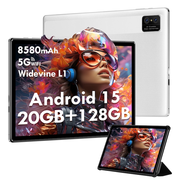 Android 15 Tableta，SIMPLORI Tableta Tactila 10", 20 (6+14) GB RAM, 128 ...