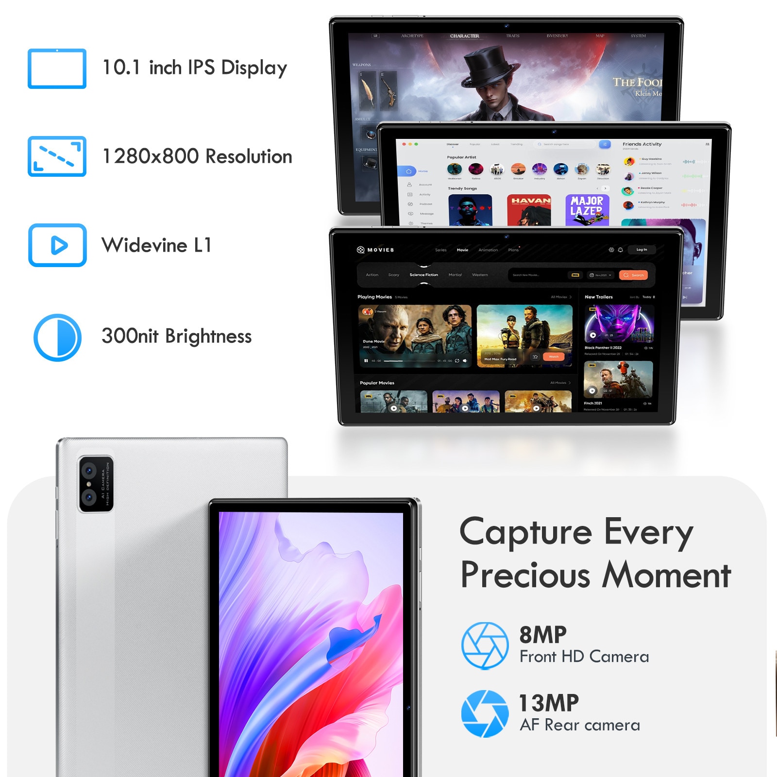 Android 15 Tableta，SIMPLORI Tableta Tactila 10", 20 (6+14) GB RAM, 128 ...