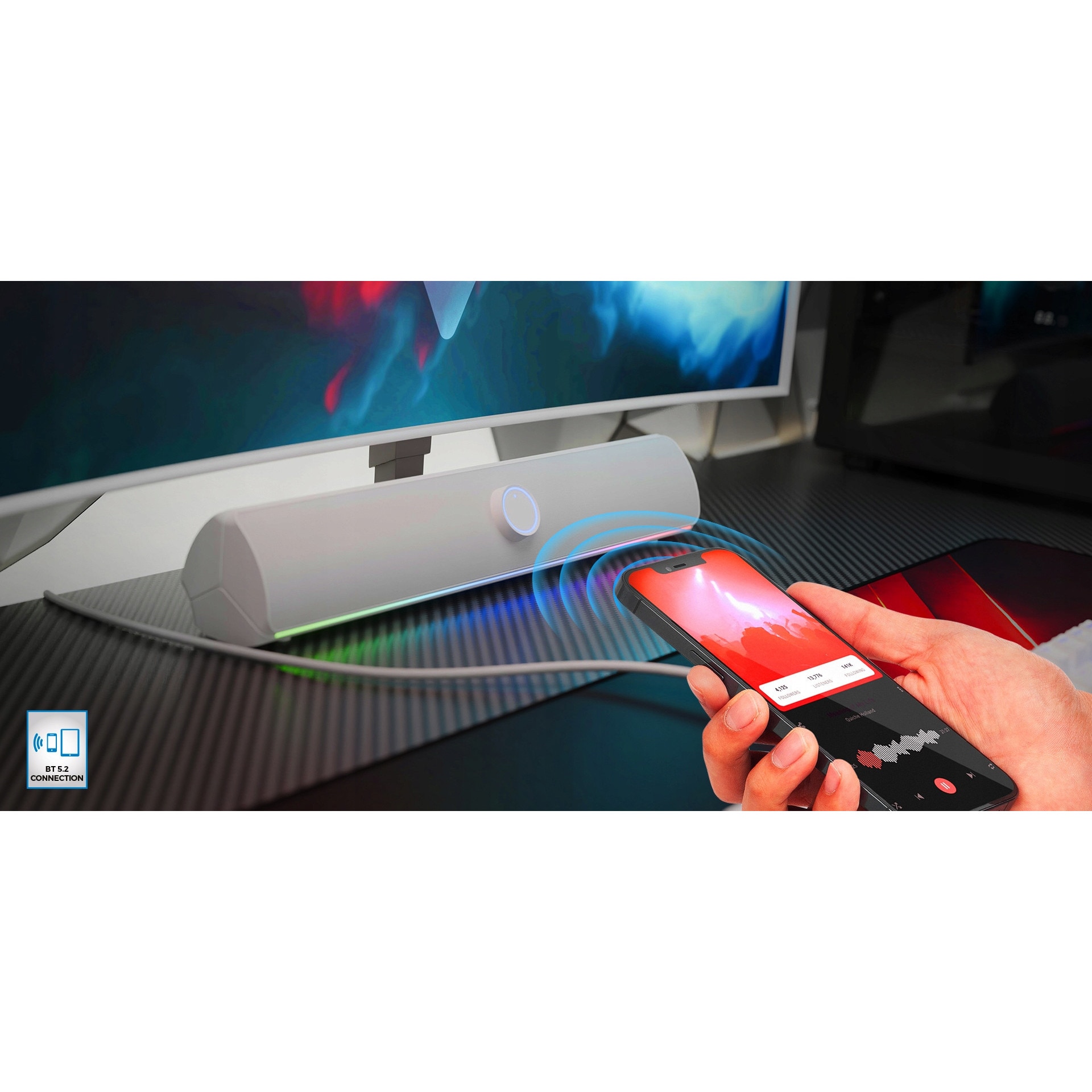 Boxe PC Genesis Helium 312BT 2.0 Bluetooth, alb, compact, 10W - eMAG.ro