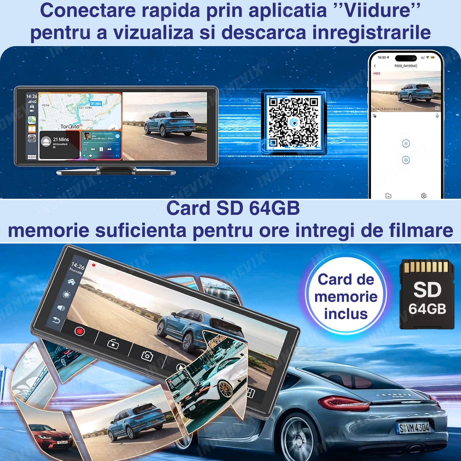 Navigatie auto multimedia INOMEVIX®, Display touchscreen 10.26 inch IPS ...