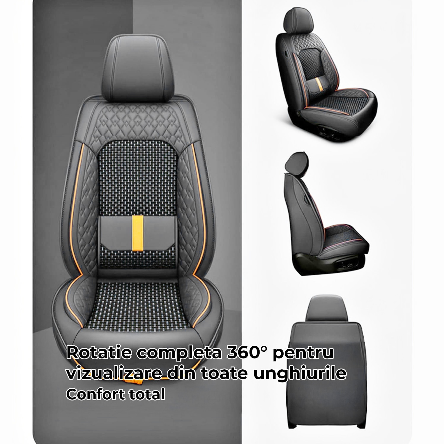 Set 2 Huse Scaune Auto Elindor®, Piele Ecologica/Textil, Protectie ...