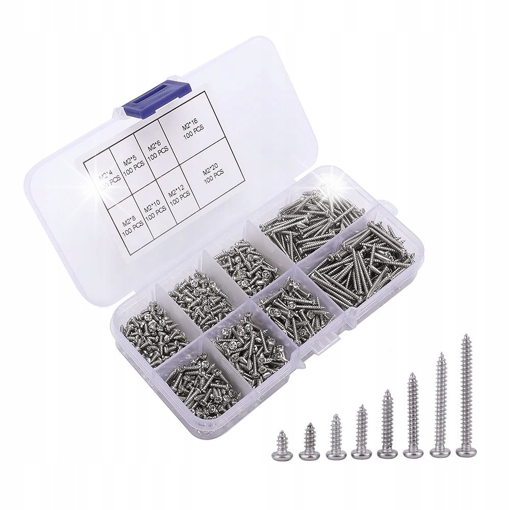 Set 800 suruburi auto-filetante din inoxnpentru lemn, cu cutie de ...