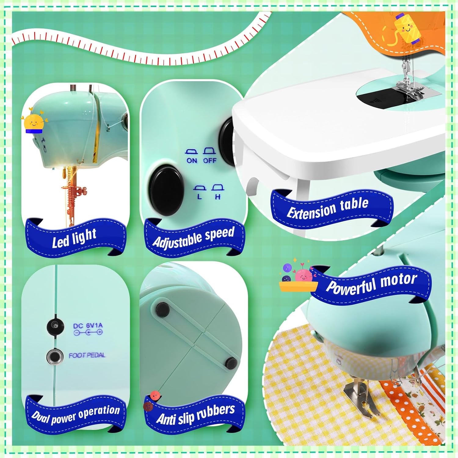 Mini masina de cusut portabila, doua viteze de cusut, Cusut cu fir ...