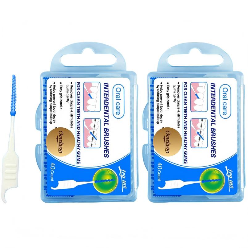 Set 80 periute interdentare, Omelivon®， Silicon, Gri/Albastru - eMAG.ro