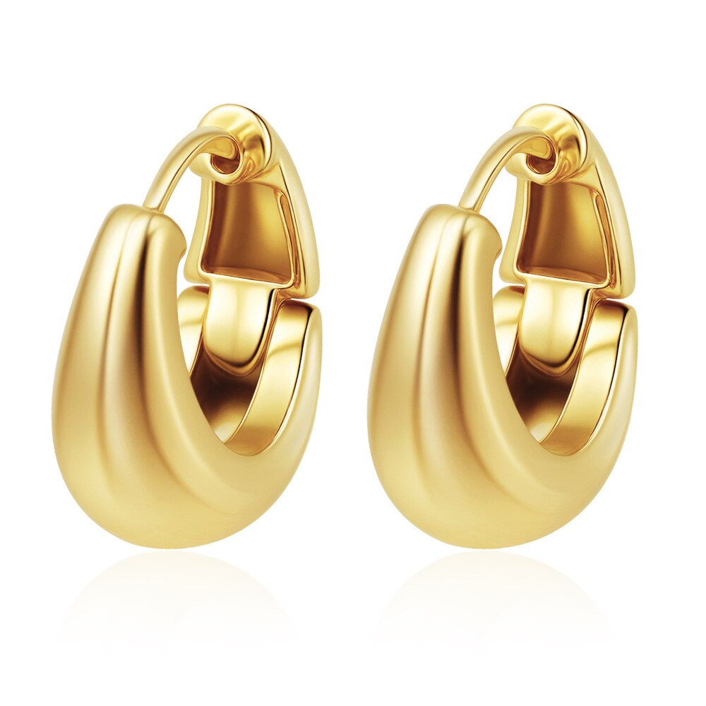 Cercei tip cerc pentru femei, fete, doamne, placati cu aur de 14K, stil ...