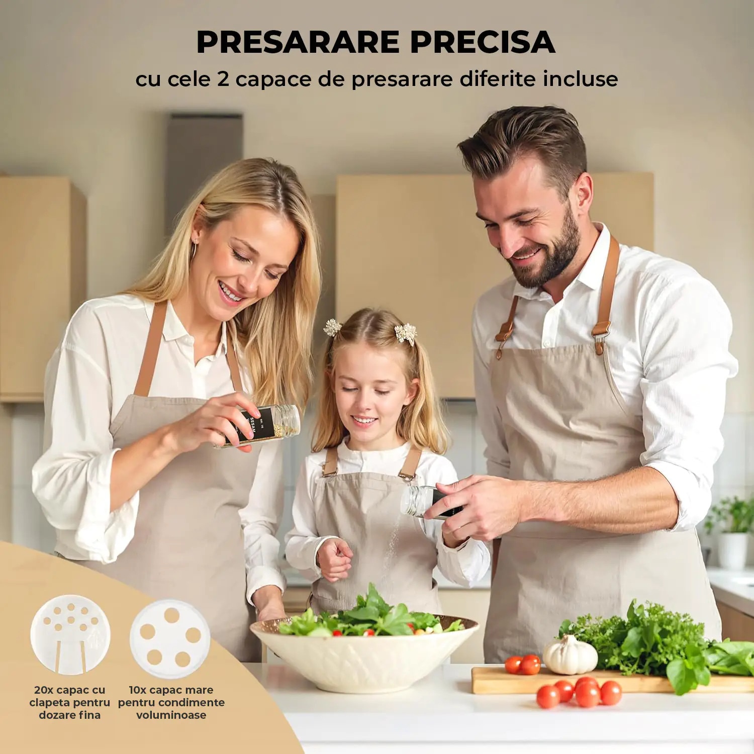 Set 24 Recipiente Condimente Elindor® din Sticla cu Capac Metalic Negru ...