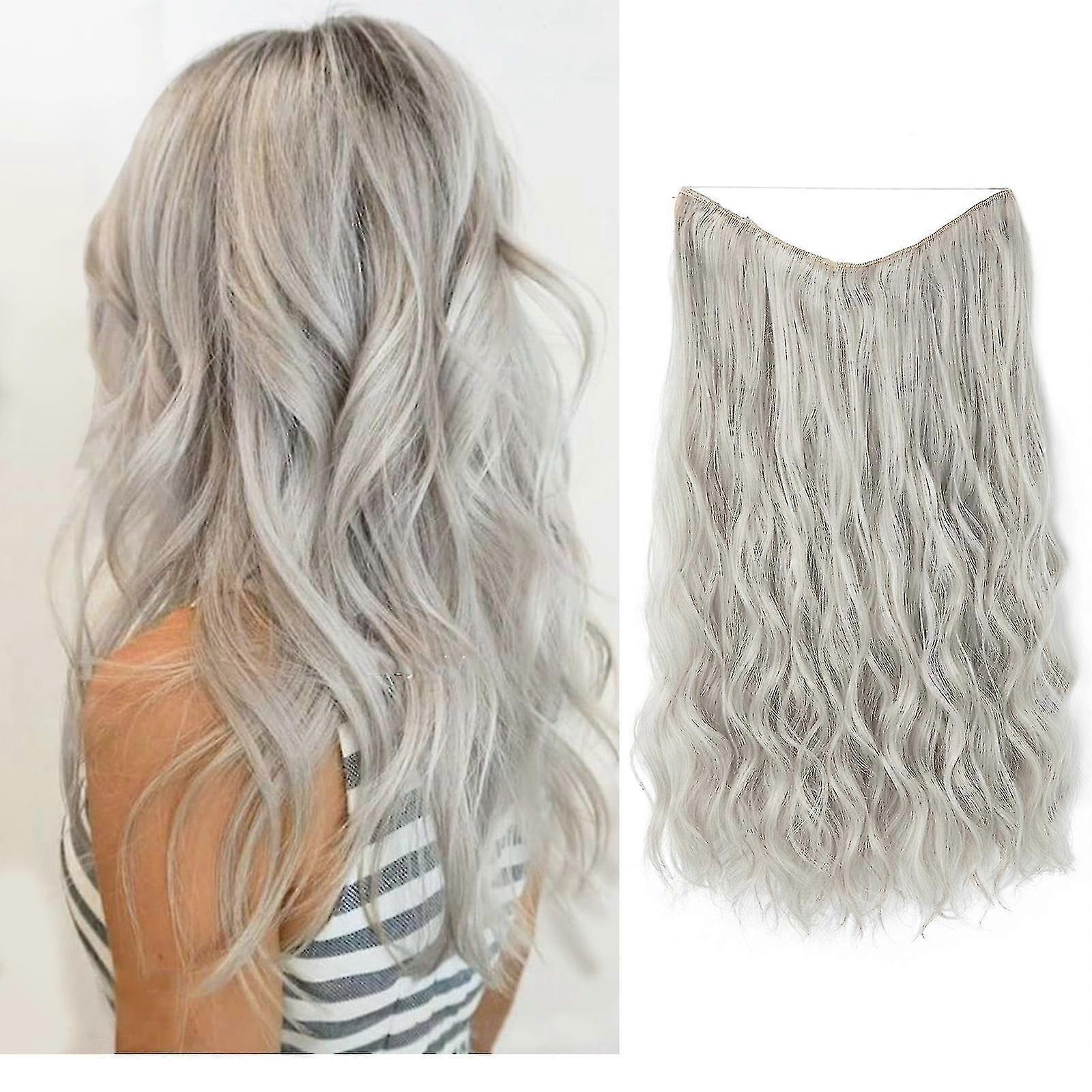 Extensii de par sintetice, Halo, ondulate, 61 cm, blond gri - eMAG.ro
