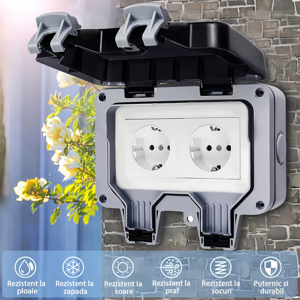 Priză impermeabilă exterior DONFANLIA, standard european, 250V/16A ...