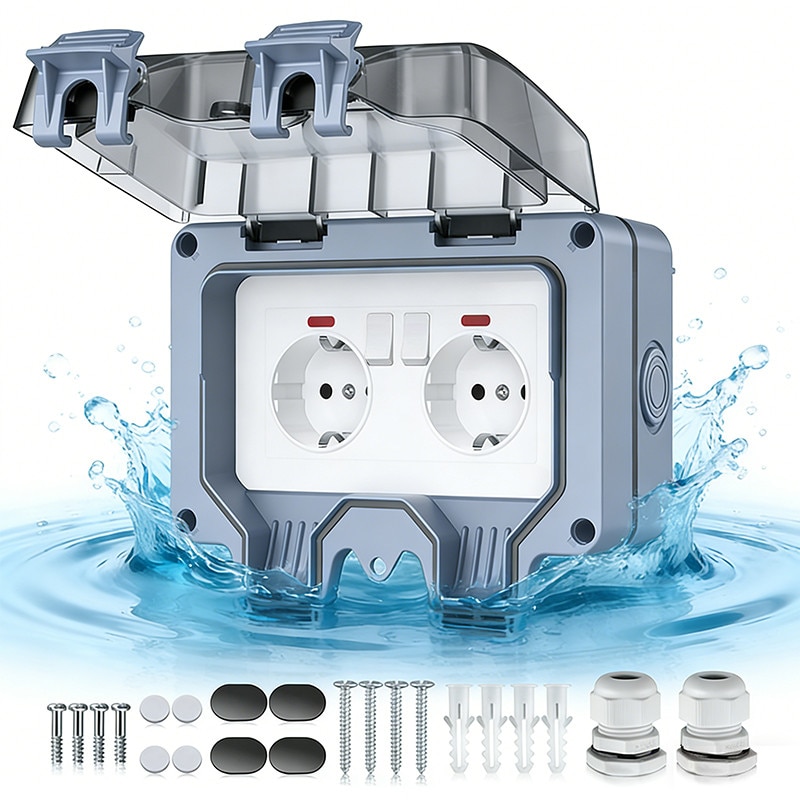 Priza impermeabila exterior, DONFANLIA®, cu indicator, cu ...