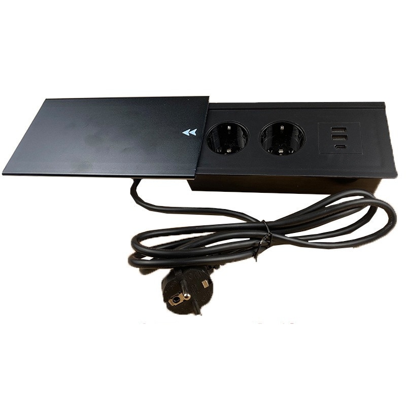 Priza incorporabilă în blat cu 2 prize, 2 porturi USB și 1 port Type-C ...