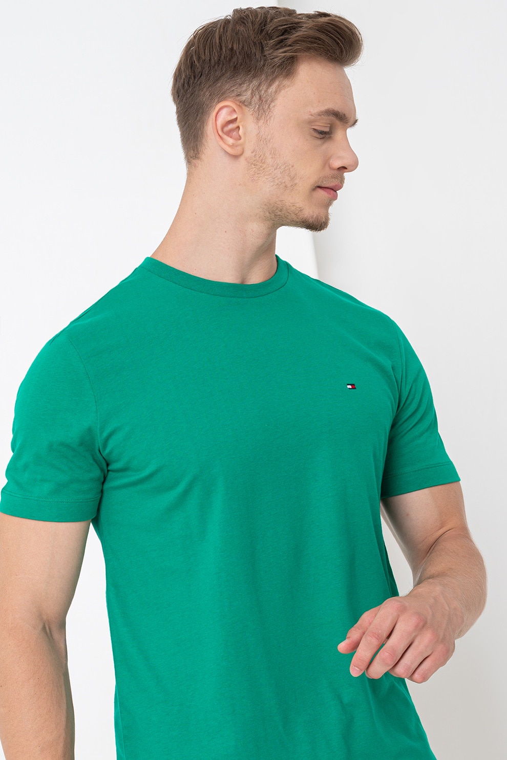 Tommy Hilfiger, Tricou din bumbac cu decolteu la baza gatului - eMAG.ro