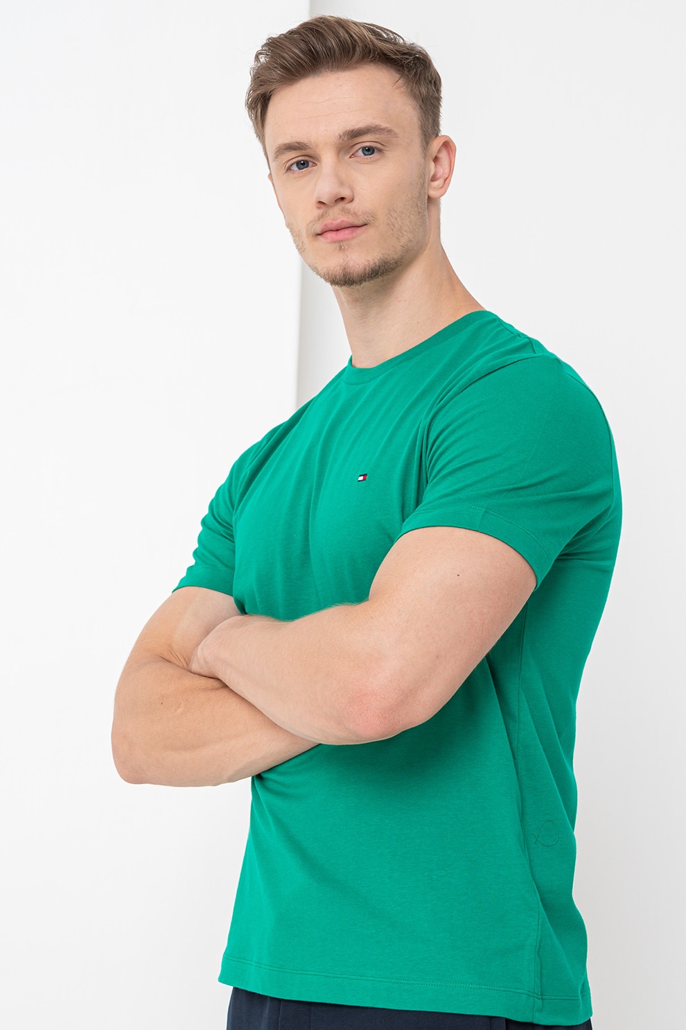 Tommy Hilfiger, Tricou din bumbac cu decolteu la baza gatului - eMAG.ro