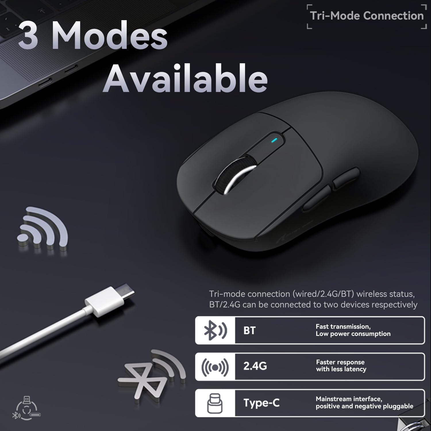 Attack Shark X3 Vezeték Nélküli Játékegér - 49g Ultrakönnyű, 26000 DPI ...