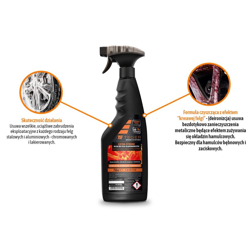 Solutie de curatare pentru jante, Teger, 750ml, pentru jante cromate si ...