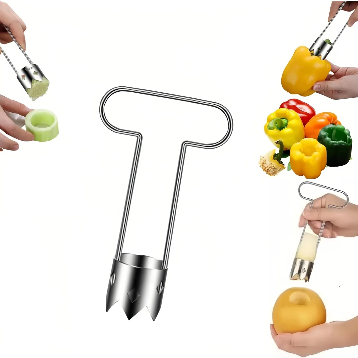 Extractor fructe inox, design compact, 16x3.5x3.5cm, pentru mere, pere ...