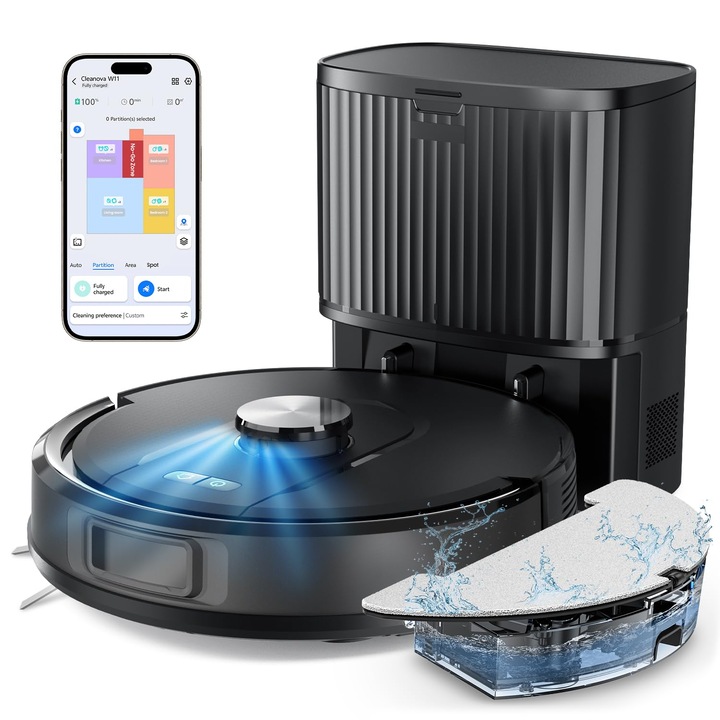 Роботизирана прахосмукачка Vexilar W11, 2 л, 5000 Pa, с моп, управление ...