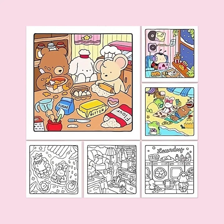 Carte de Colorat, Cozy Friends, Coperta Cartonata, Desene Animale ...