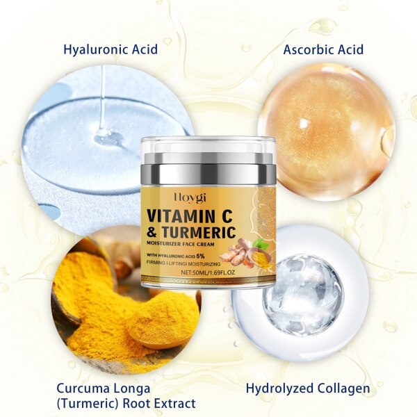 Crema cu colagen cu turmeric lumineaza liniile fine, lumineaza si ...