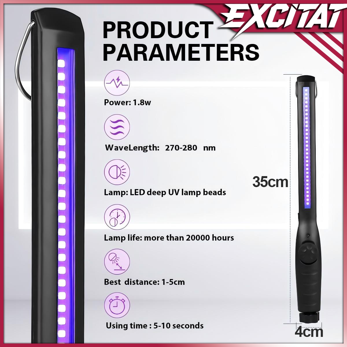 Lampa UVC Bactericida Portabila Wireless, Excitat®, Inrcarcabila ...