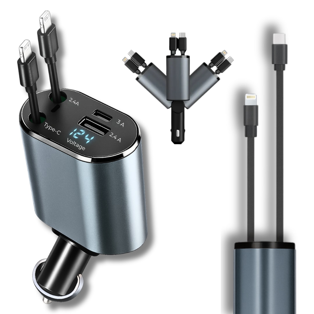 Incarcator Auto Multifunctional 4 in 1, 120W Power Delivery, Cablu ...