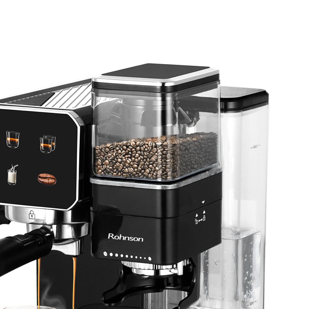 Espressor automat cu rasnita 2 in 1 Rohnson R98060, 1350W, cafea boabe ...