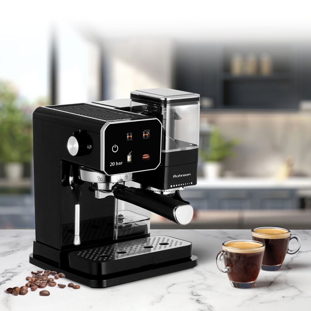 Espressor automat cu rasnita 2 in 1 Rohnson R98060, 1350W, cafea boabe ...