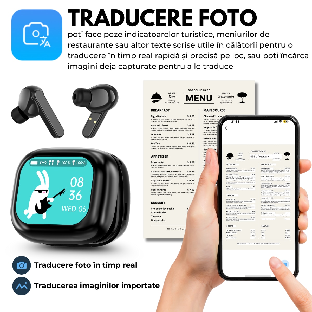 Casti cu Traducator pentru Conversatii in timp real, 144 Limbi ...