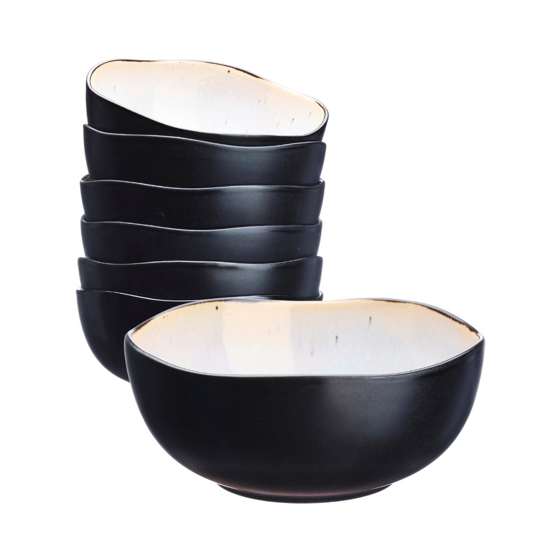 Set 6 Boluri ceramica glazurata, colectia Iris, alb Ivory, 800 ml - eMAG.ro