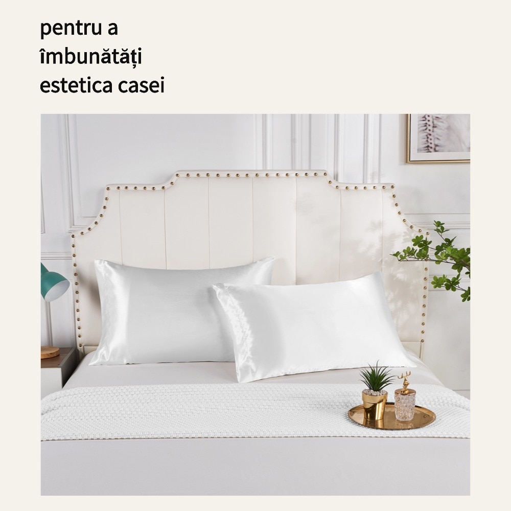 Set de 2 fete de perna din satin alb de lux – microfibra premium ultra ...