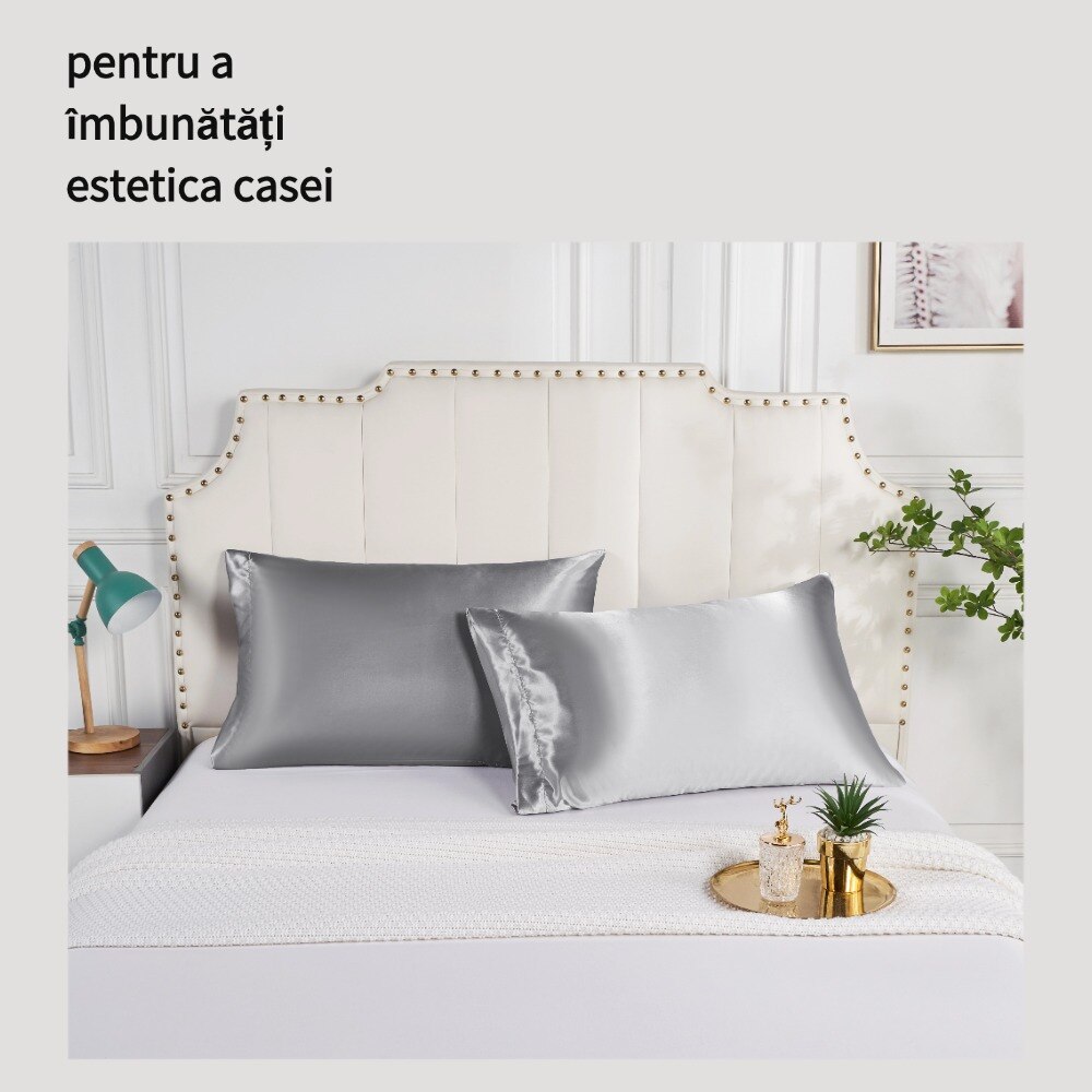 Set de 2 fete de perna din satin gri de lux – microfibra premium ultra ...