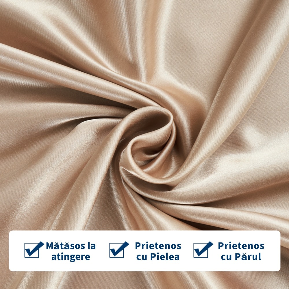 Cearceaf cu elastic satin– Extrem de moale, neted ca matasea, champagne ...