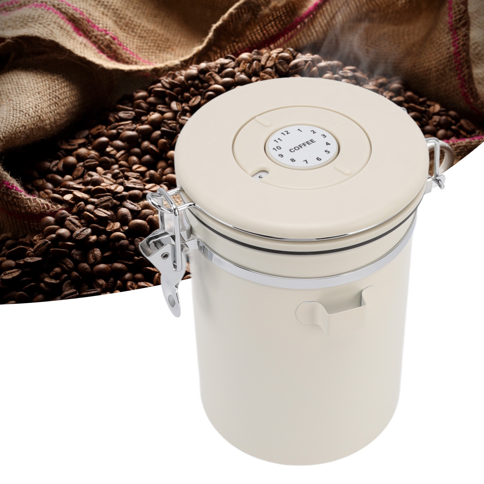 Cutie depozitare cafea 1.8L, inox 304, cu supapa si lingurita, pentru ...