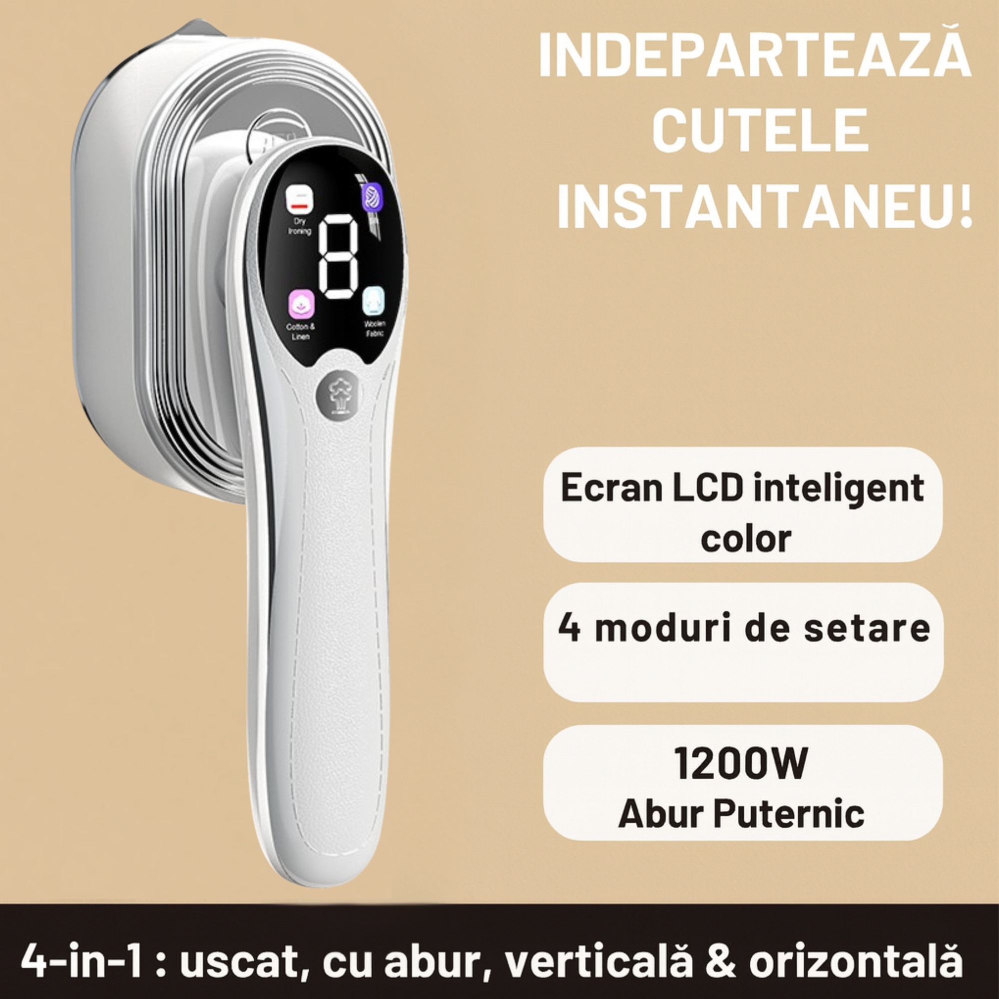 Aparat De Calcat Cu Abur 4 In 1, ESL By Essential Level®, 1200W, 4 ...