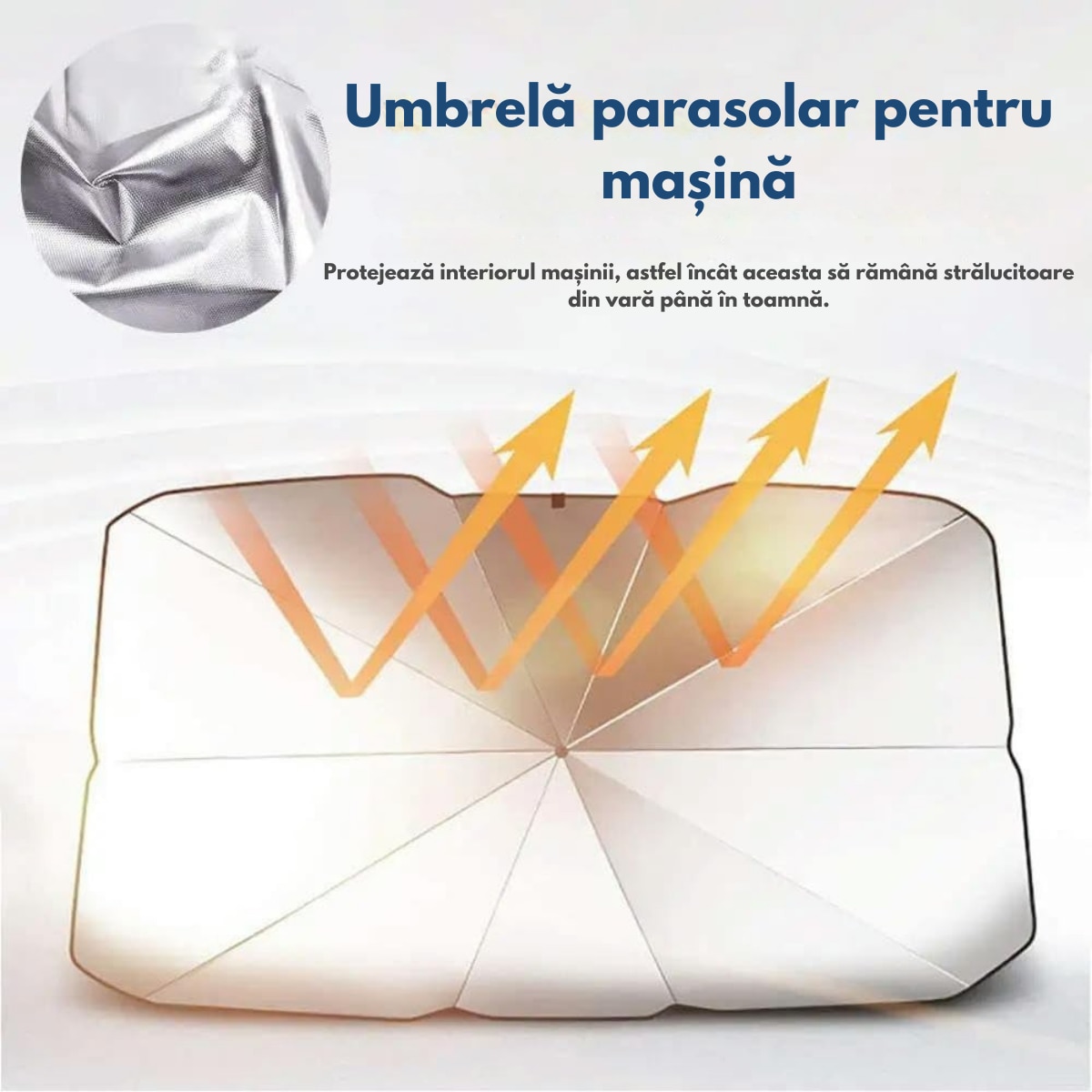 Parasolar Auto tip Umbrela Retractabila, Protectie Solara UV pentru ...
