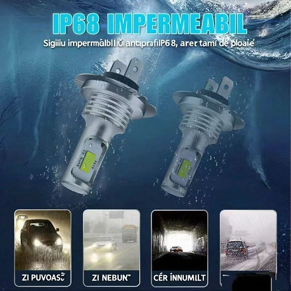 Set de 2 becuri LED Auto H7 80W, 6000K, 12-24V, Alb Rece Compatibile ...
