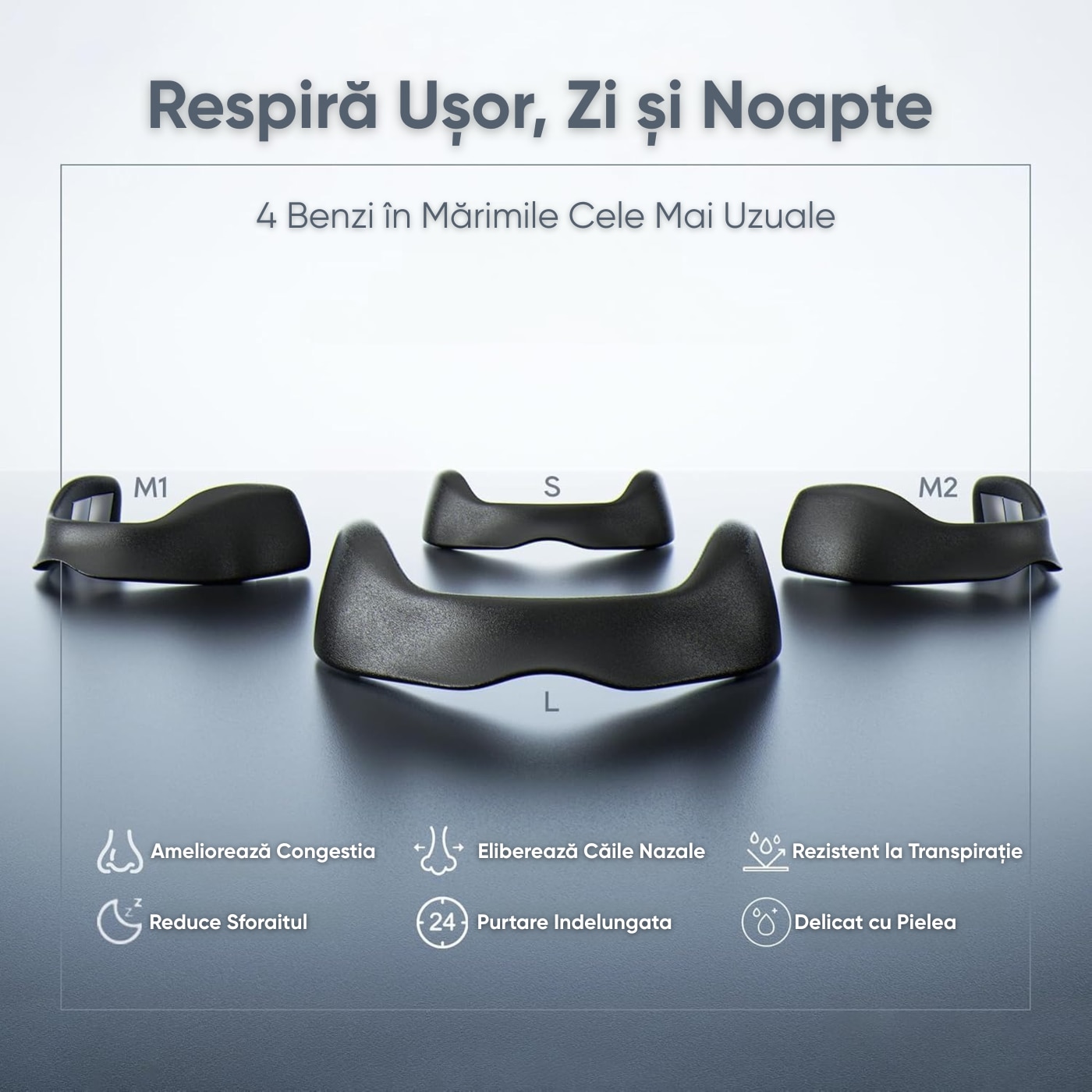 Dilatator nazal magnetic NeoHGS, 4 benzi dilatator nazal de marimi ...