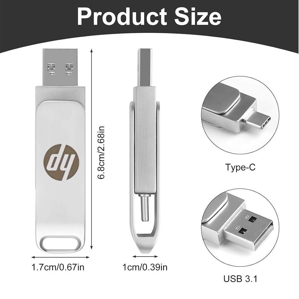 USB Stick 2TB, HP, USB 3.0, Ezüst, 65x19x9mm, C típusú - eMAG.hu