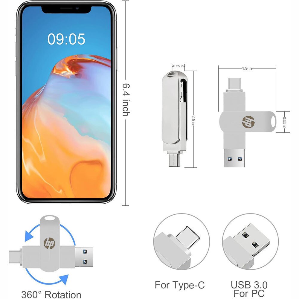 Stick USB 3.0, HP, 1TB, Argintiu, USB Type C, design minimalist - eMAG.ro