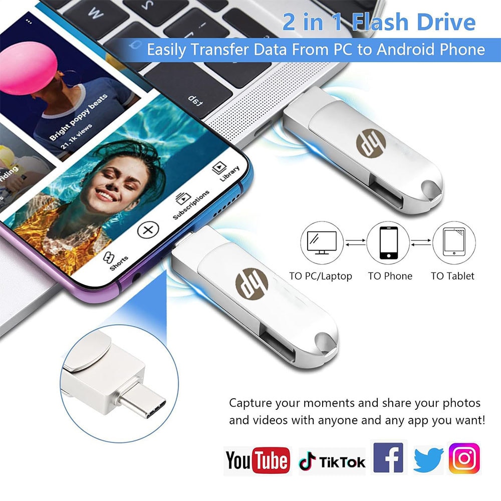 Unitate flash USB C HP, 1TB, unitate USB duala, pivotanta, tip C ...