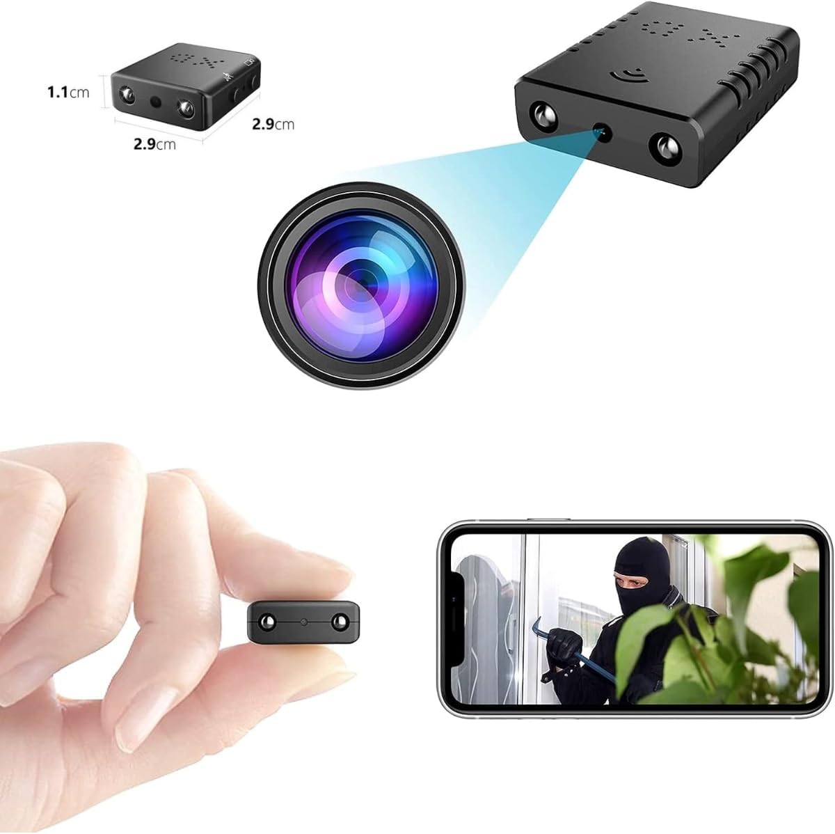 Camera mini ascunsa HD 1080P WIFI, dispozitiv spion, Detectare miscare ...