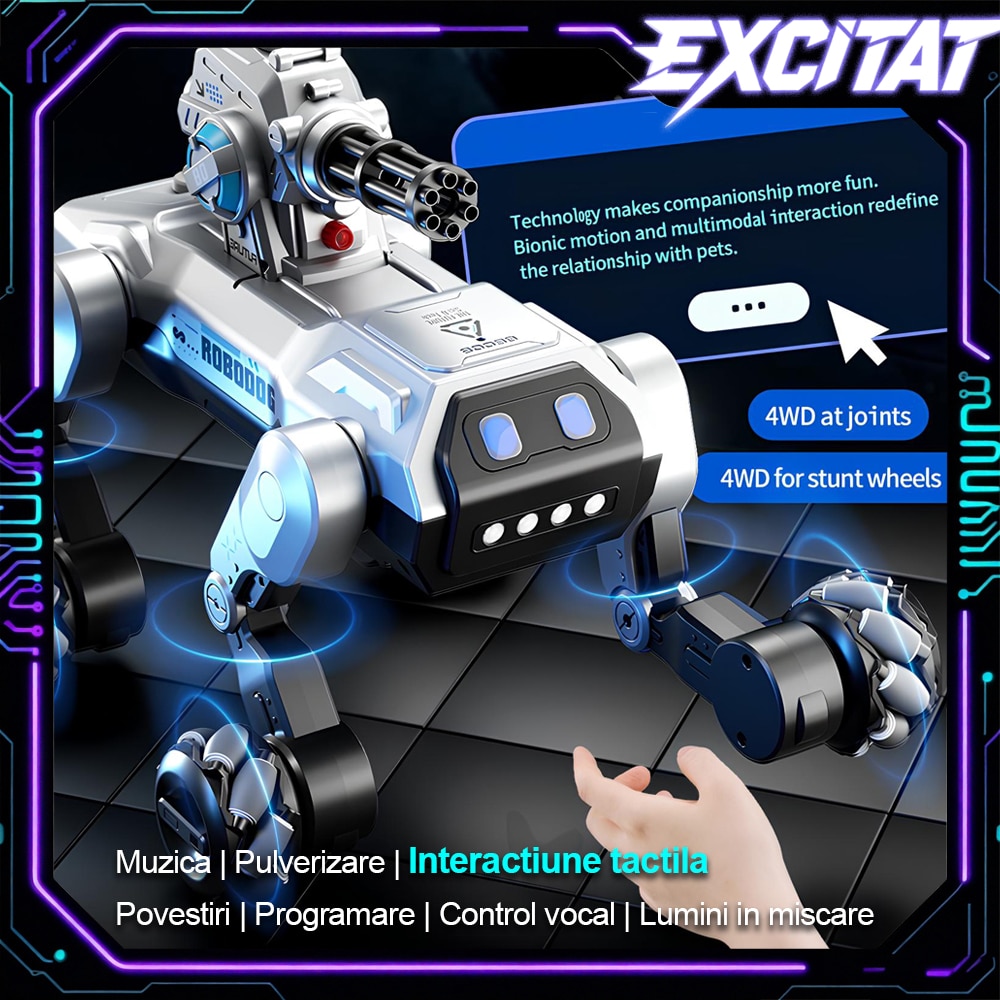 Caine robot inteligent, Excitat®, Caine Robot Razboinic, cu Telecomanda ...