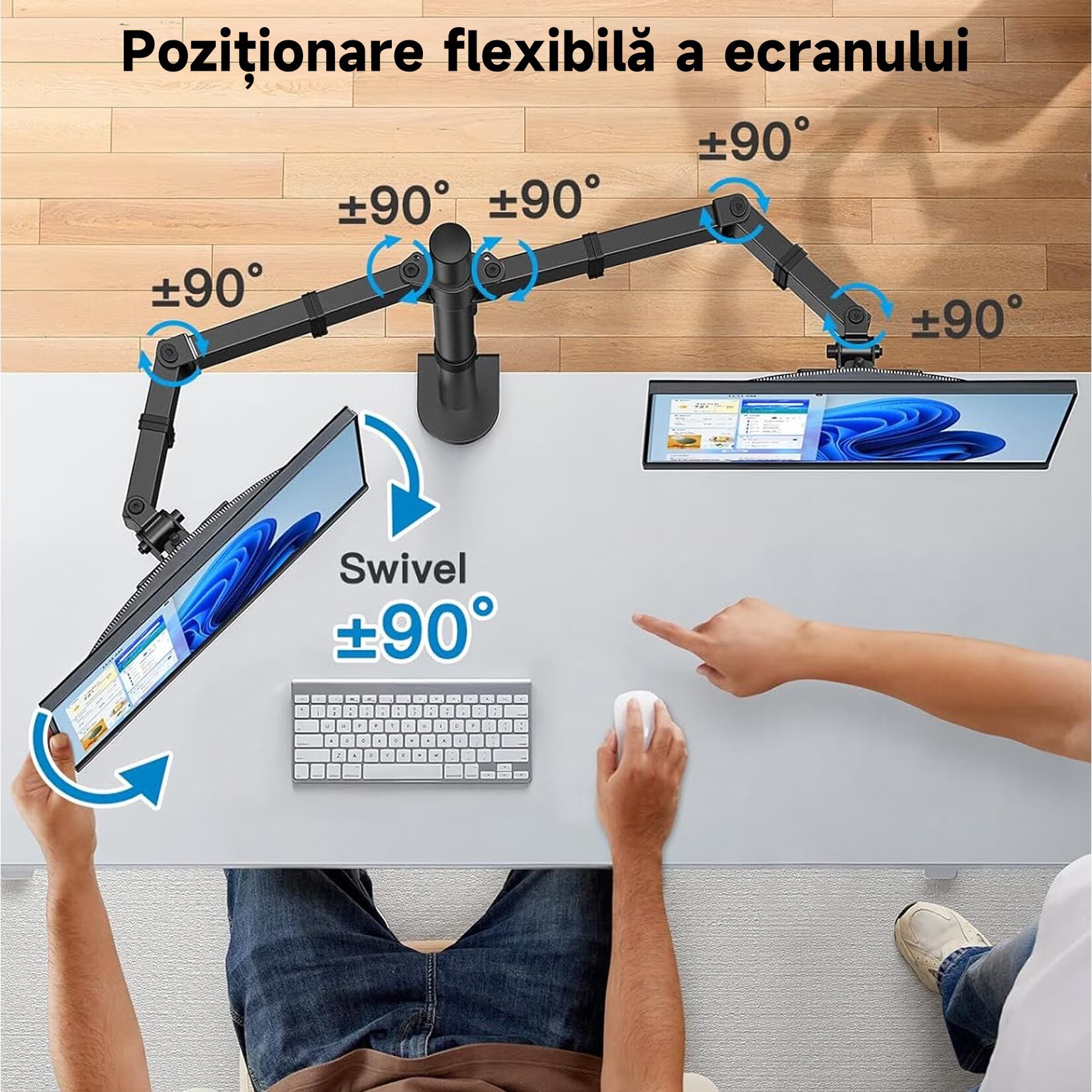Suport birou 2 monitoare, Wacorresi, 2 brate reglabile si ajustabile ...