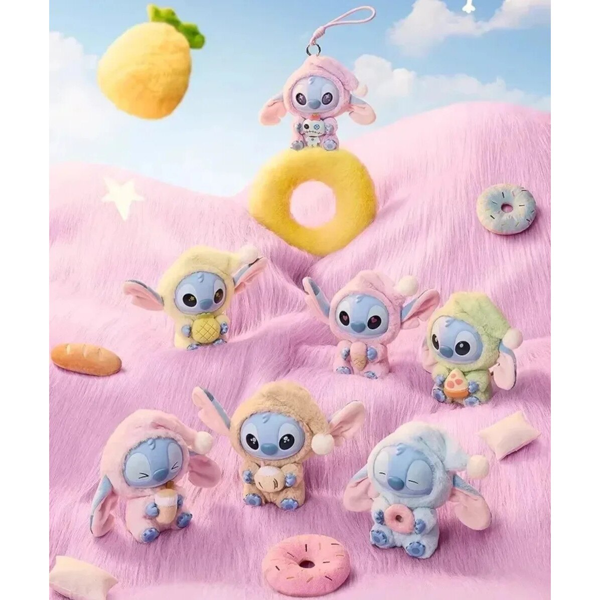 Breloc ABYZ Stitch de plus, tip Labubu, cutie misterioasa, multicolor ...